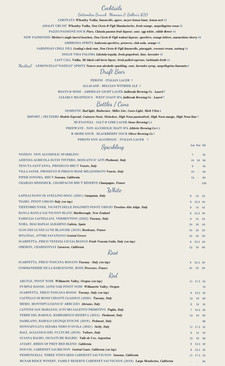Brunch - Baia Coastal Italian